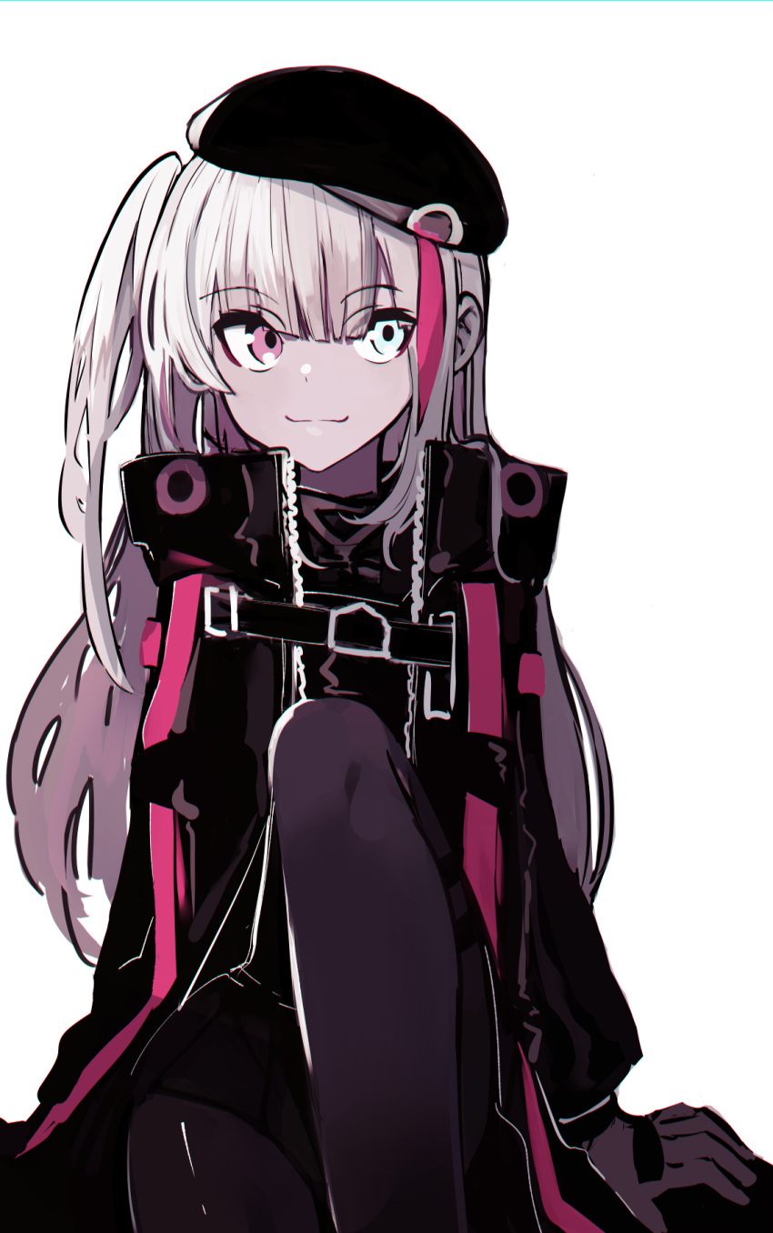 Safebooru - 1girl beret black dress black pantyhose blue eyes closed mouth cowboy shot dress ...