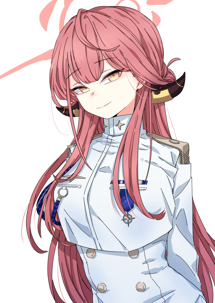 Safebooru - 1girl aiguillette arms behind back aru (blue archive) blue archive brown horns ...