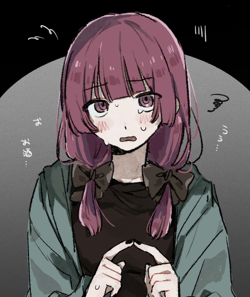 Safebooru - 1girl aged down black bow black nails black shirt blunt ...