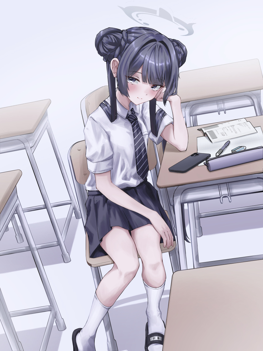 Safebooru - 1girl absurdres auroraescientia black necktie black skirt blue archive blush book ...