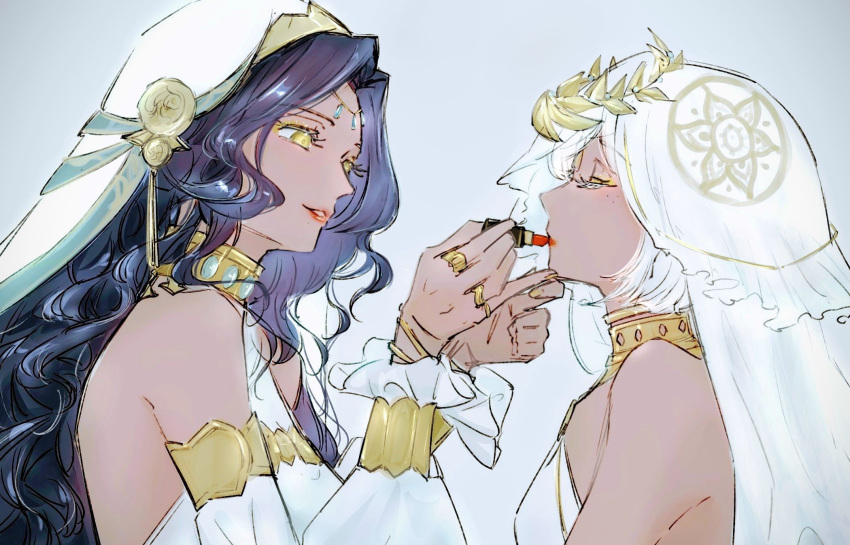 Safebooru - 2girls black hair character request dark-skinned female dark skin detached sleeves ...