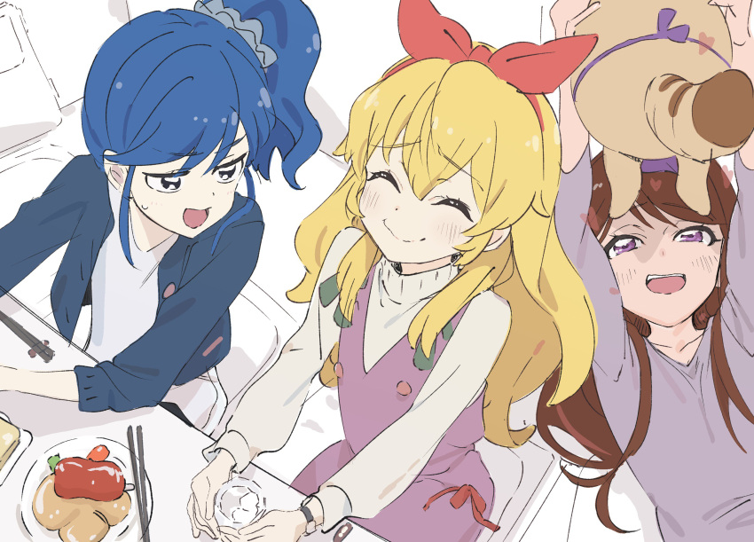 Safebooru - 3girls :d absurdres aikatsu! aikatsu! (series) arms up blonde hair blue eyes blue ...
