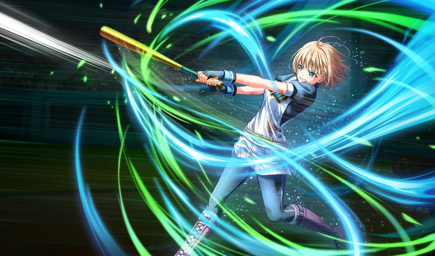 Safebooru - 1girl ahoge aura baseball baseball bat baseball stadium ...