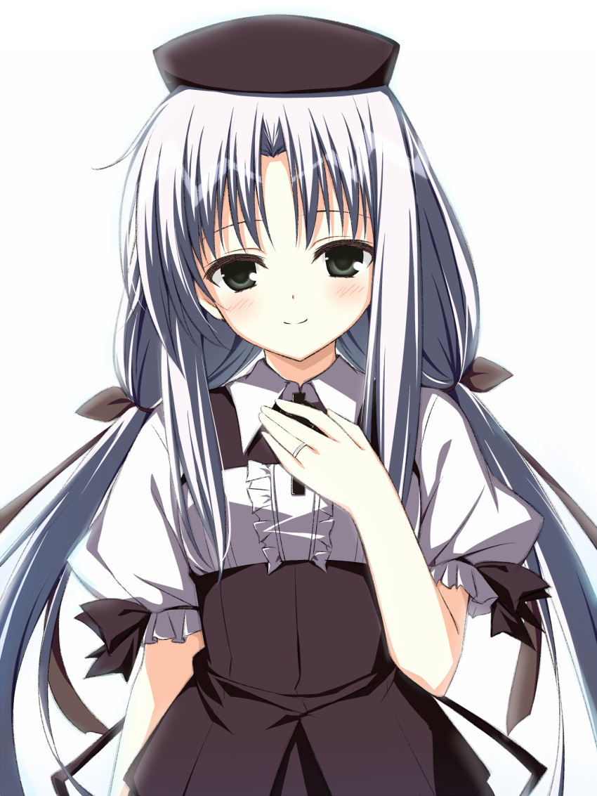 Safebooru - 1girl arm at side asagi nanami beret black bow black dress ...