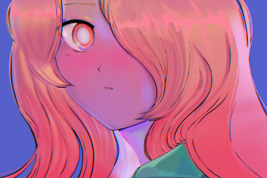 Safebooru - 1girl alt text blue background blush close-up commentary ...