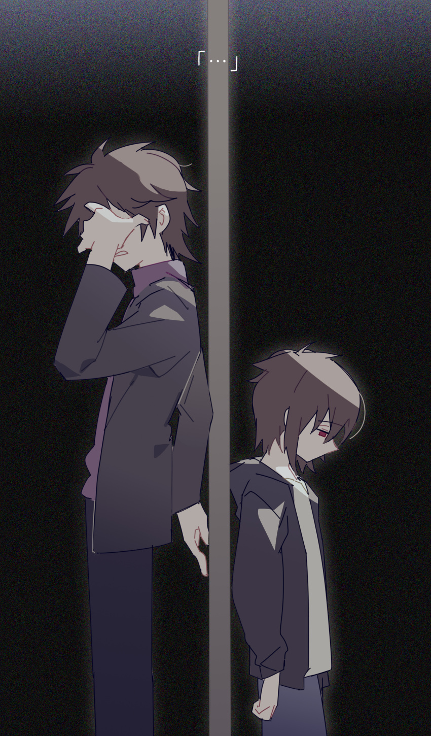 Safebooru - ... 2boys absurdres black hair black jacket black shirt blue pants brown hair ...