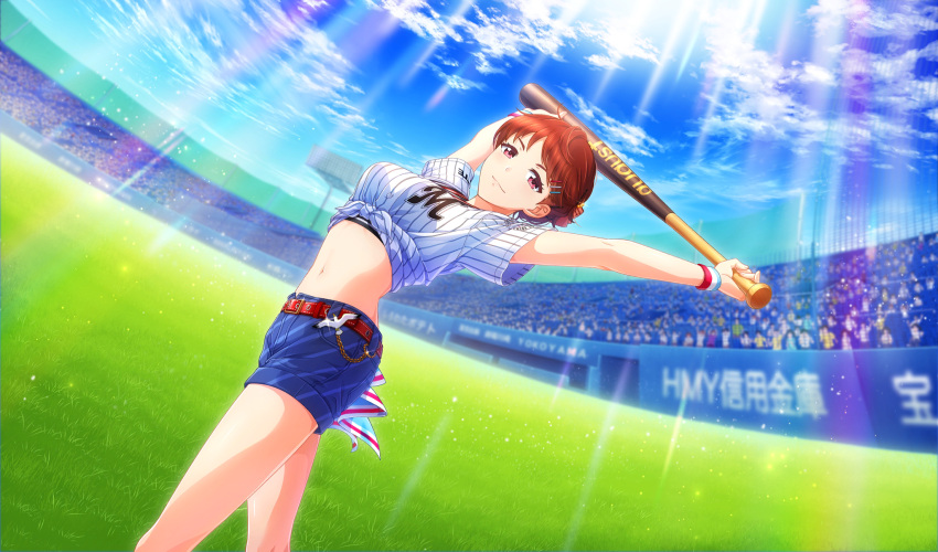 Safebooru - 1girl baseball bat baseball stadium baseball uniform belt ...