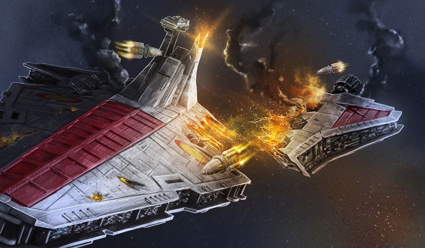 Safebooru - drenusart explosion fire no humans smoke spacecraft star ...