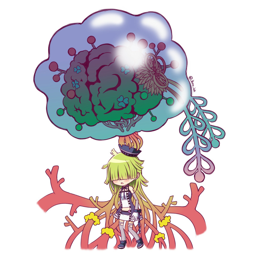 Safebooru - 1girl abstract aki mabayu brain chibi covered eyes full ...