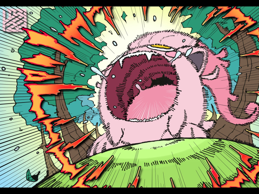 Safebooru - colored skin commentary request emphasis lines fangs ...