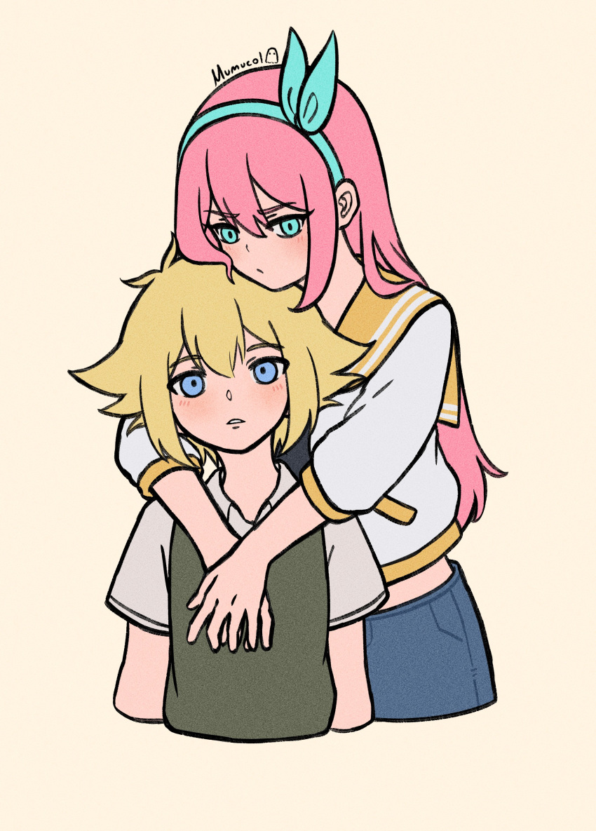 Safebooru - 1boy 1girl absurdres artist name aubrey (faraway) (omori) aubrey (omori) basil ...