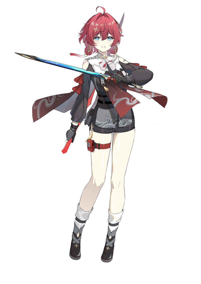 Safebooru - 1girl absurdres ahoge asymmetrical dual wielding bare legs ...