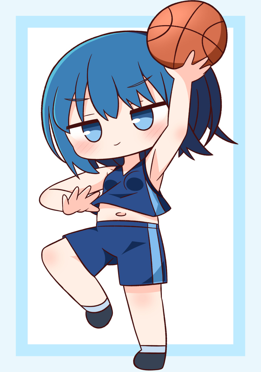 Safebooru - 1girl arm up armpits ball bare arms bare shoulders basketball (object) black ...