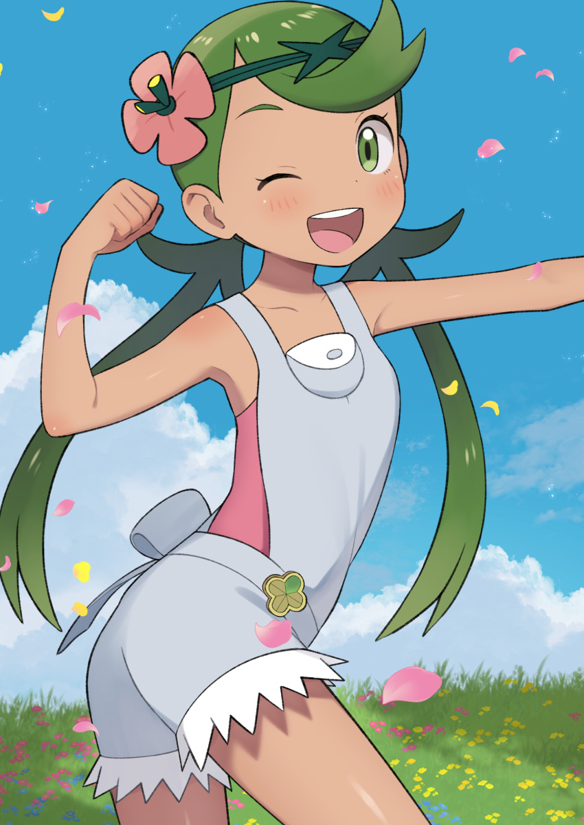 Safebooru - 1girl absurdres blue sky blush clouds commentary request ...