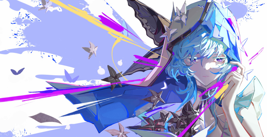 Safebooru - 1girl absurdres adjusting hair bare arms black flower blake ...