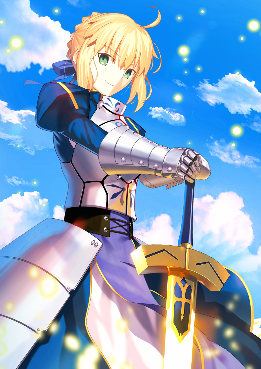 Safebooru - 1girl absurdres ahoge armor armored dress artoria pendragon (fate) blonde hair blue ...