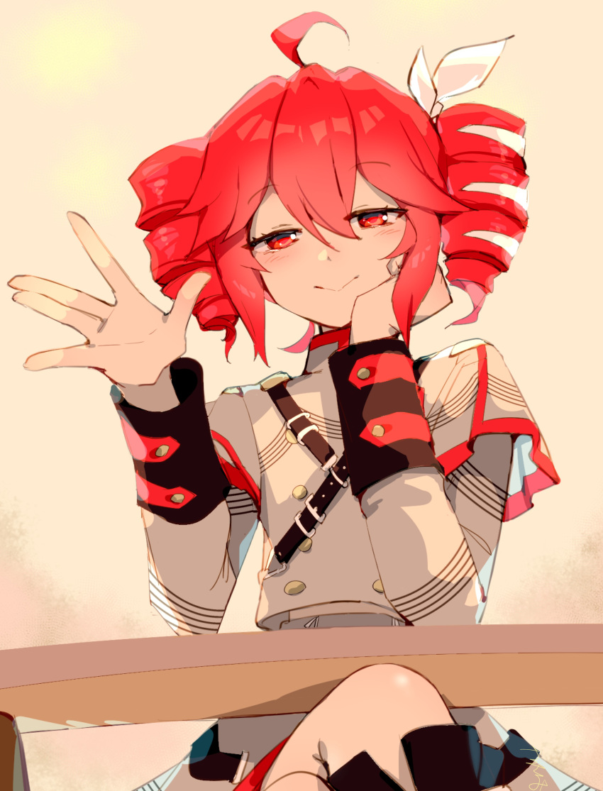 Safebooru - 1girl \||/ absurdres ahoge buttons closed mouth crossed ...