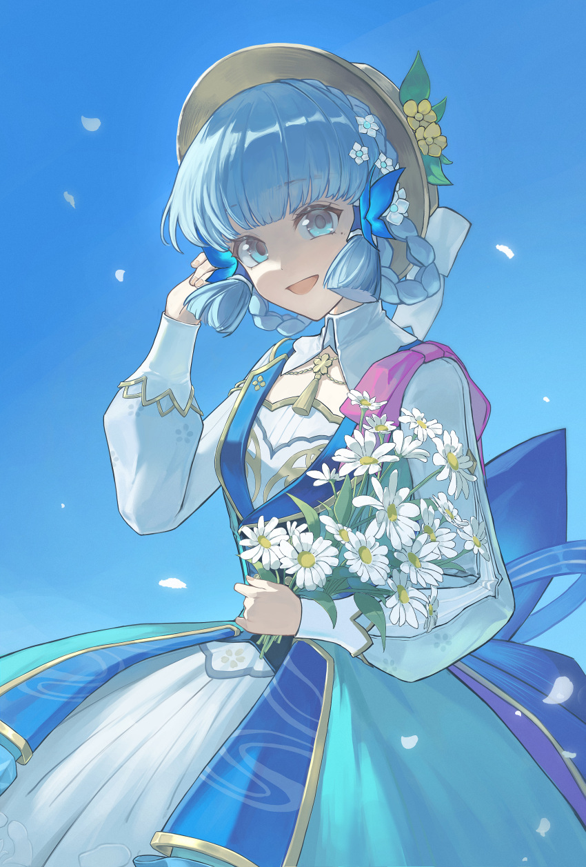 Safebooru - 1girl absurdres ao (srge3257) blue background blue dress blue hair blunt bangs blunt ...