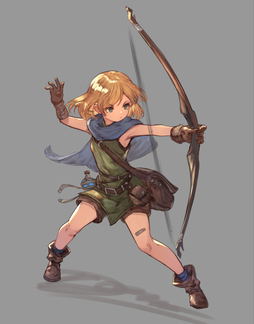 Safebooru - 1girl absurdres ankle boots bag bandaid bandaid on leg belt blonde hair blue cloak ...