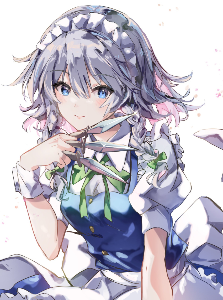 Safebooru - 1girl blue eyes blush braid closed mouth commentary grey ...