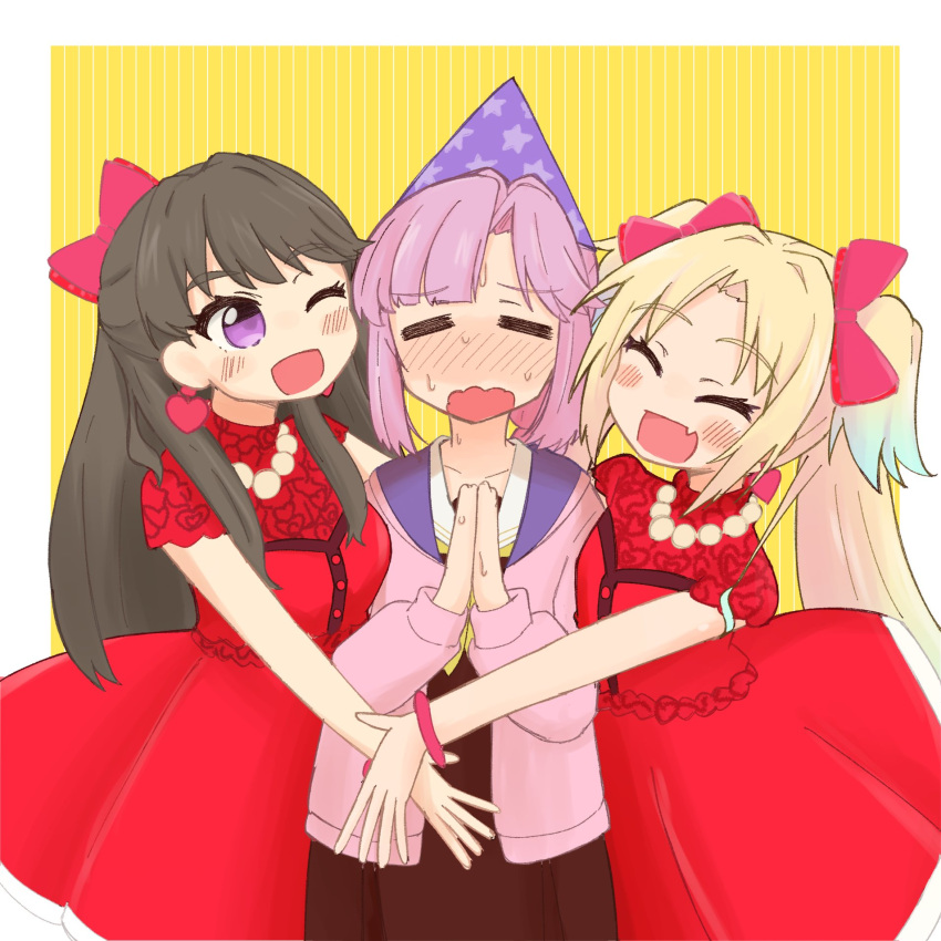 Safebooru - 3girls :d ;d = = ^ ^ amado (amaddo club) anyoji hime blonde ...