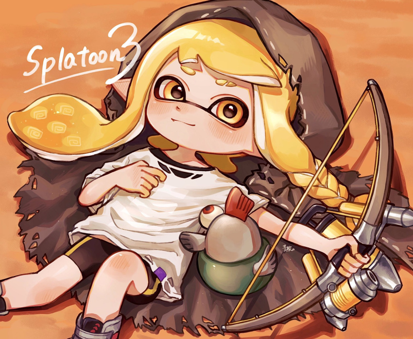Safebooru - 1girl agent 3 (splatoon 3) aoaza 83 asymmetrical hair bike shorts black shirt black ...