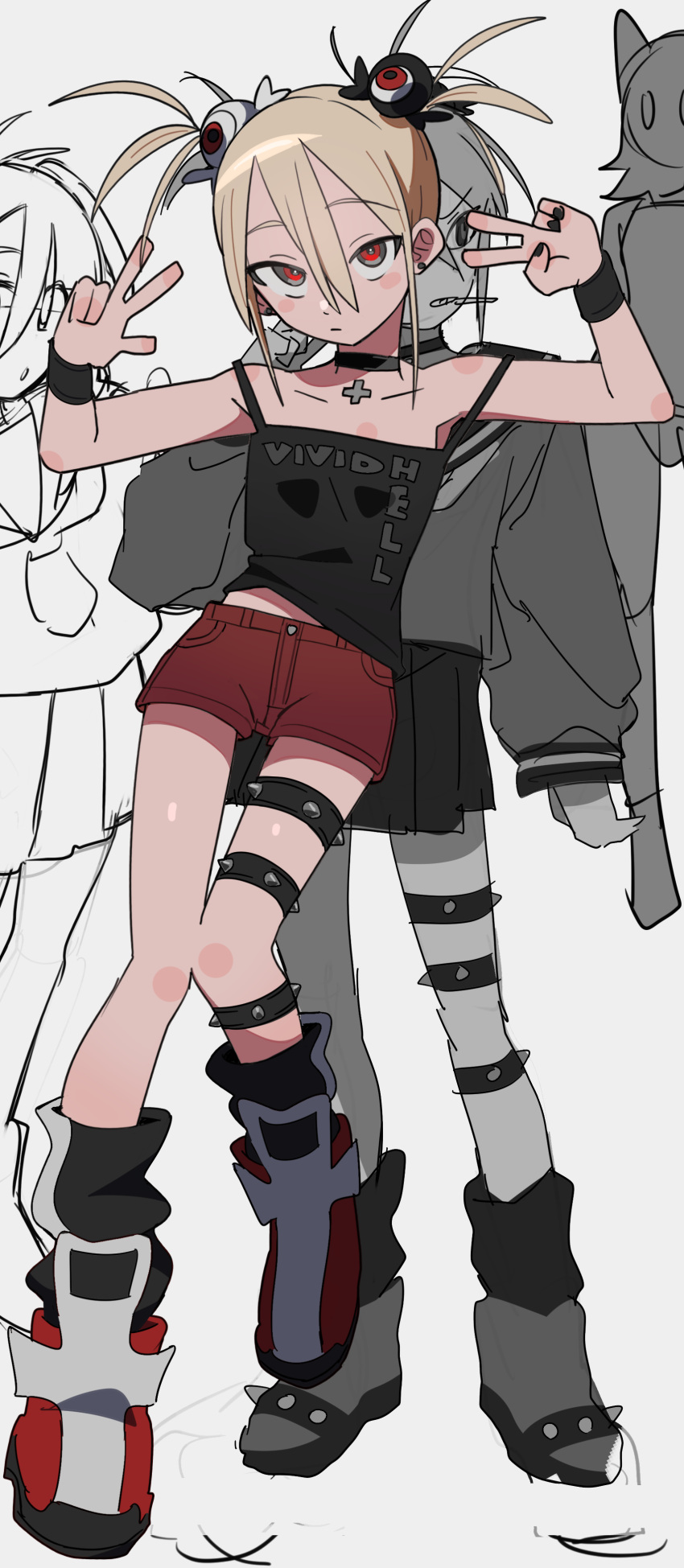 Safebooru 1girl Absurdres Bare Shoulders Choker Double V Full Body