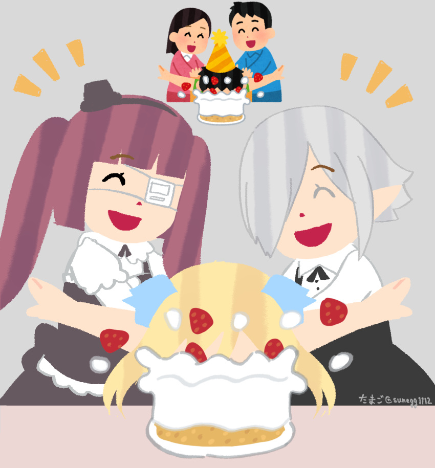 Safebooru - 2boys 4girls :d ^ ^ birthday cake blonde hair cake closed ...