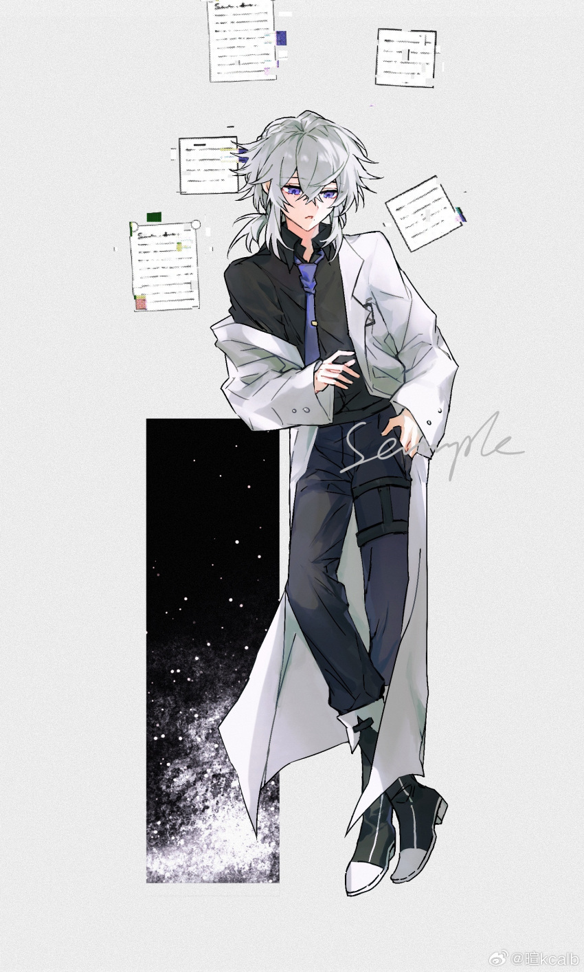 Safebooru - 1boy absurdres black footwear black pants black shirt boots chinese commentary ...