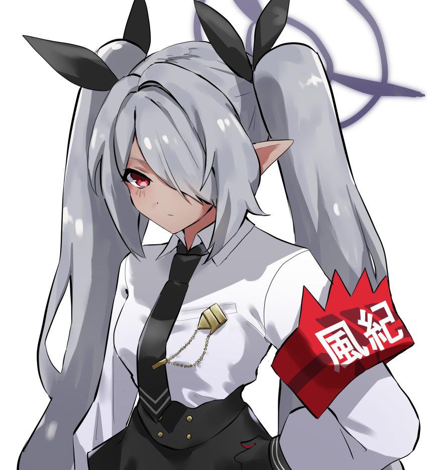 Safebooru - 1girl absurdres armband blue archive dark-skinned female dark skin grey hair hair ...