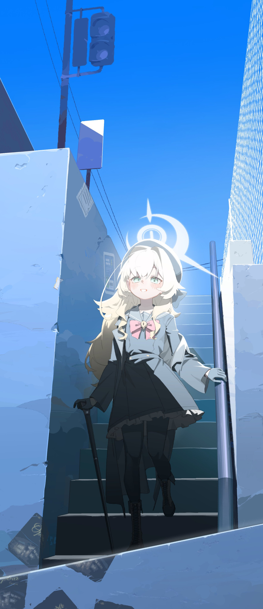 Safebooru - 1girl absurdres beret black coat black gloves black hat black pantyhose black sailor ...