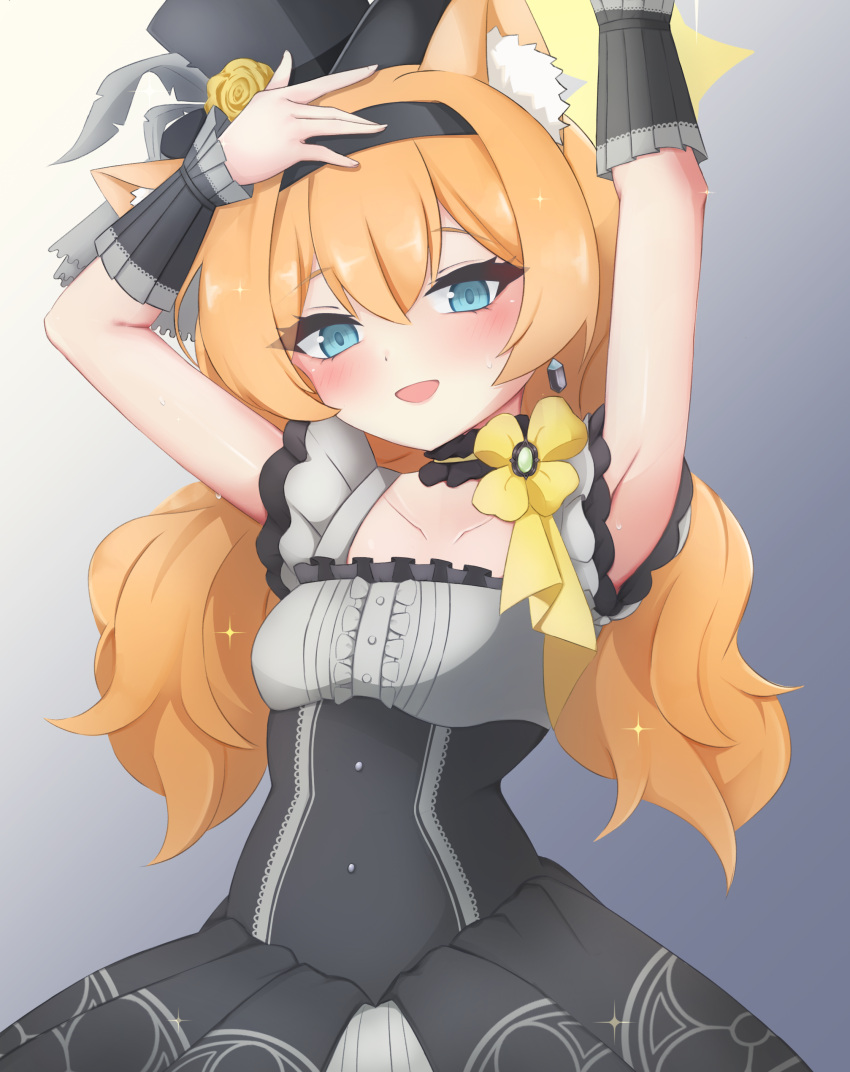 Safebooru - 1girl absurdres animal ears armpits black dress blue archive blue eyes cat ears chef ...