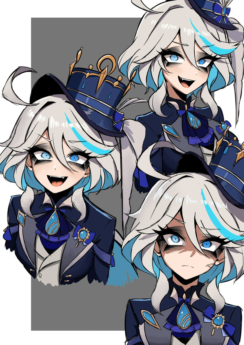 Safebooru - ahoge anger vein angry blue eyes blue hair colored inner ...