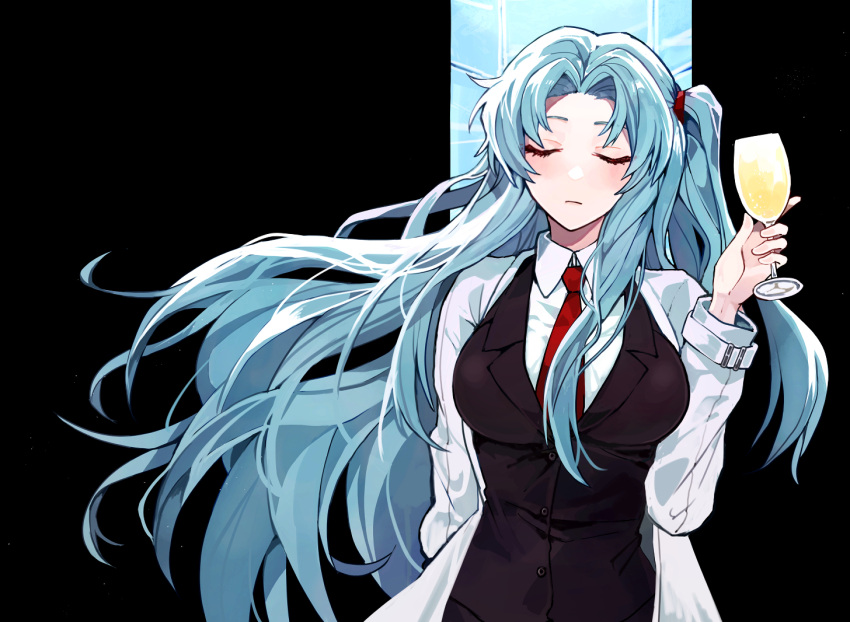 Safebooru - 1girl alcohol angela (project moon) arched bangs black vest ...