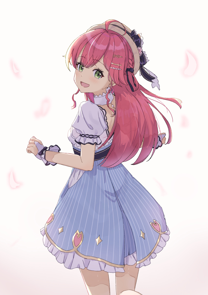 Safebooru - 1girl absurdres ahoge belt black belt blue skirt braid bridal gauntlets detached ...