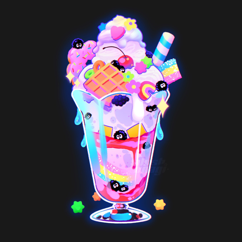 Safebooru - black background candy cherry colorful commentary cup ...