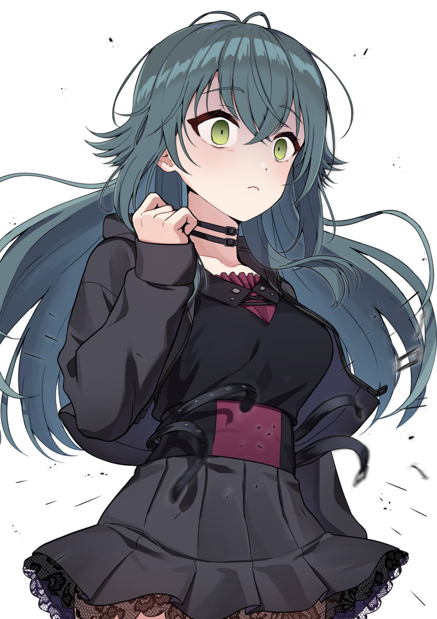 Safebooru - 1girl belt black belt black choker black shirt black skirt choker closed mouth ...