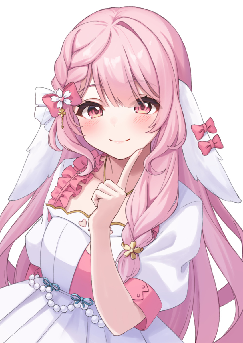 Safebooru - 1girl animal ears blush bow braid breasts closed mouth ...
