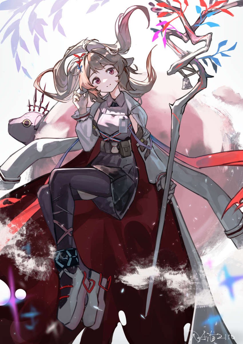 Safebooru - 1girl ahoge aito animal ears arknights belt black pantyhose black skirt brown hair ...