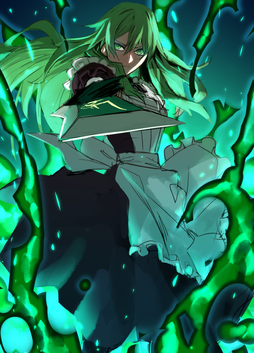 Safebooru 1girl Absurdres Aiming Aiming At Viewer Apron Black Dress 0487