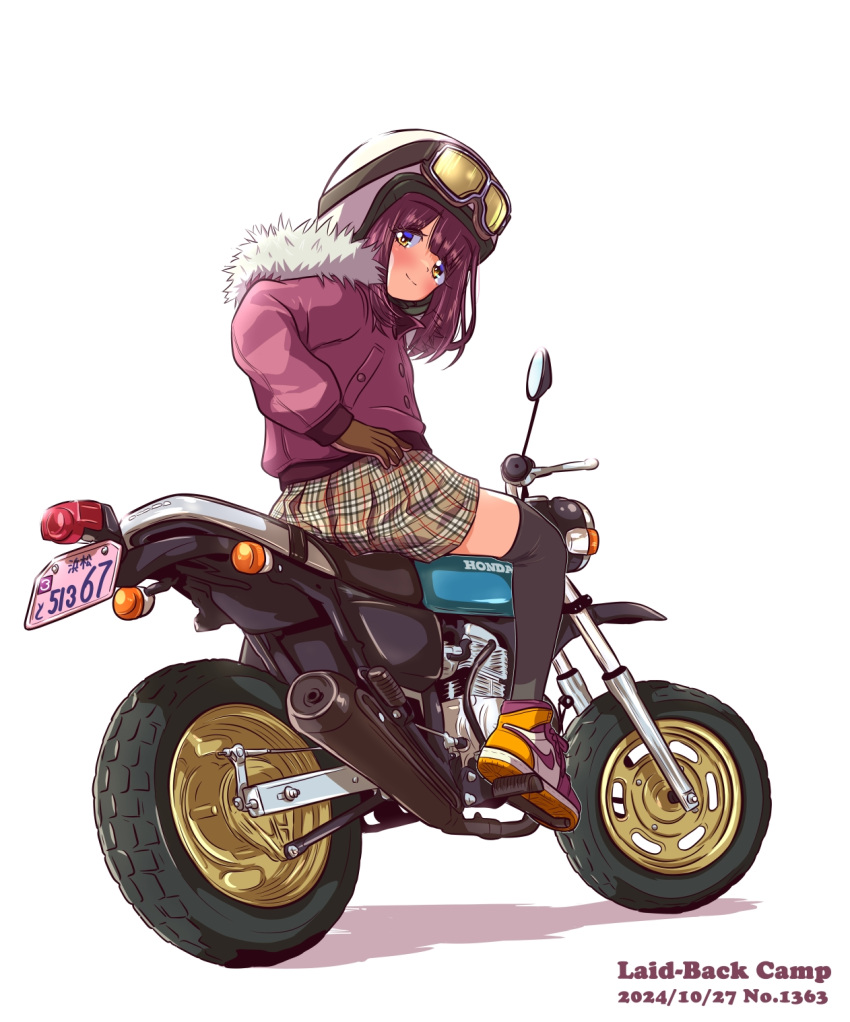 Safebooru - 1girl black thighhighs blush brown eyes dated fur-trimmed ...