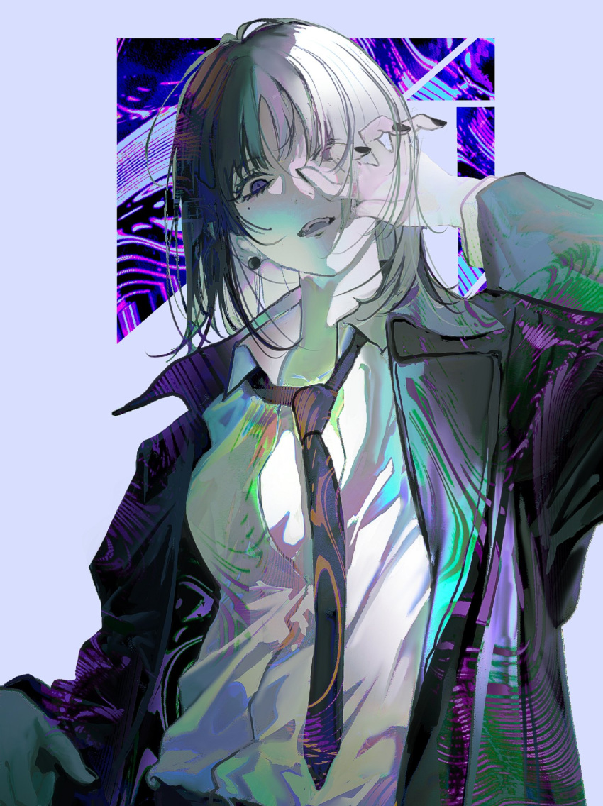 Safebooru 1girl Black Jacket Black Nails Black Necktie Collared Shirt 4290