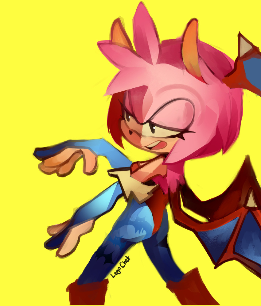 Safebooru - 1girl absurdres amy rose animal ears animal print bare shoulders bat print bat wings ...