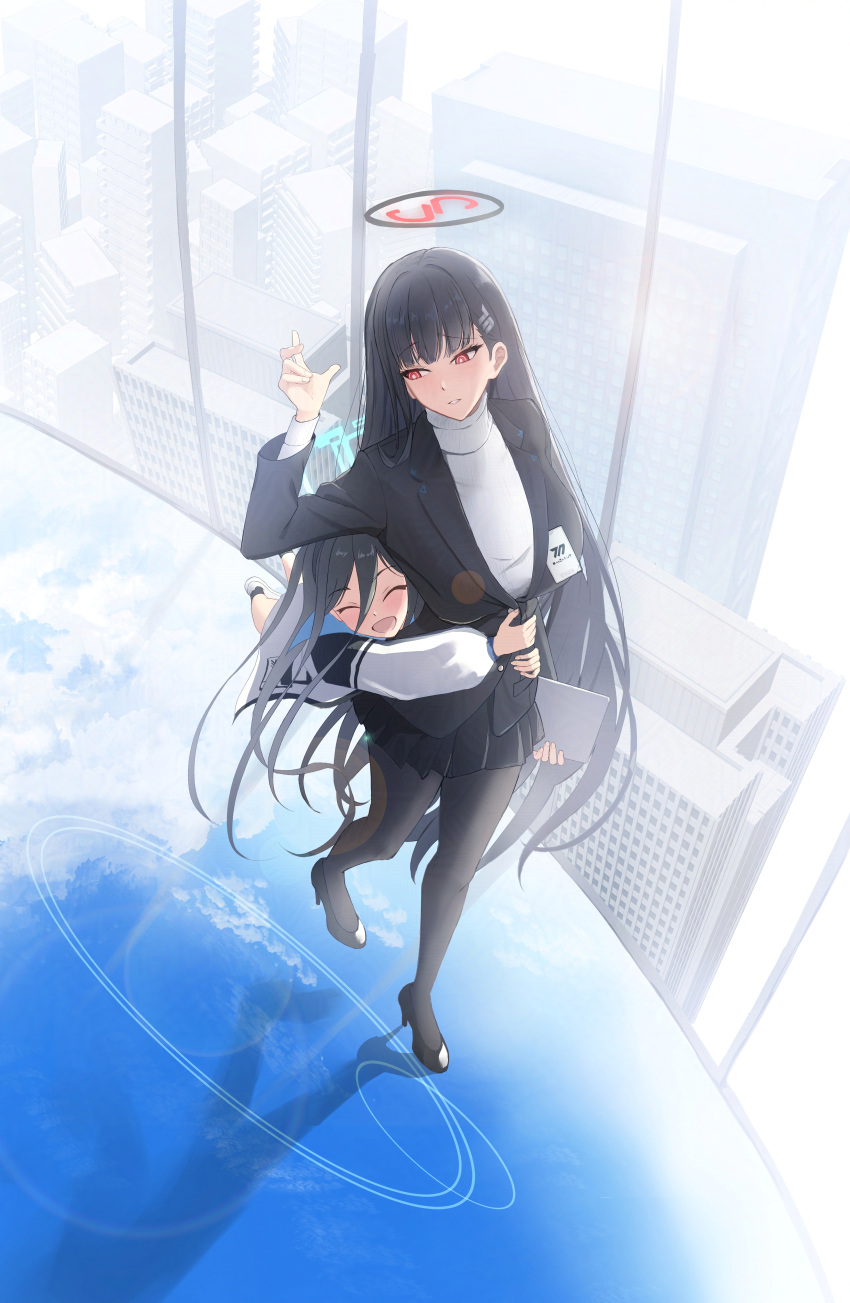 Safebooru - 2girls absurdres aris (blue archive) asao (asaomm12345) black hair black suit blue ...