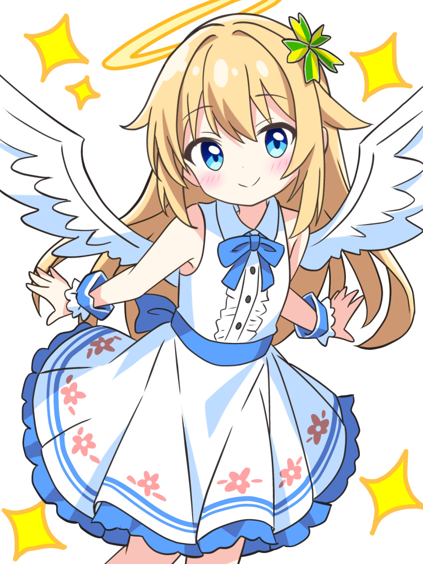 Safebooru 1girl Angel Angel Wings Blonde Hair Blue Eyes Blue Ribbon 5031