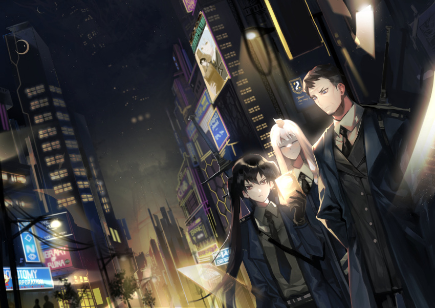 Safebooru - 1girl 2girls 2others absurdres angela (project moon) black gloves black jacket blue ...