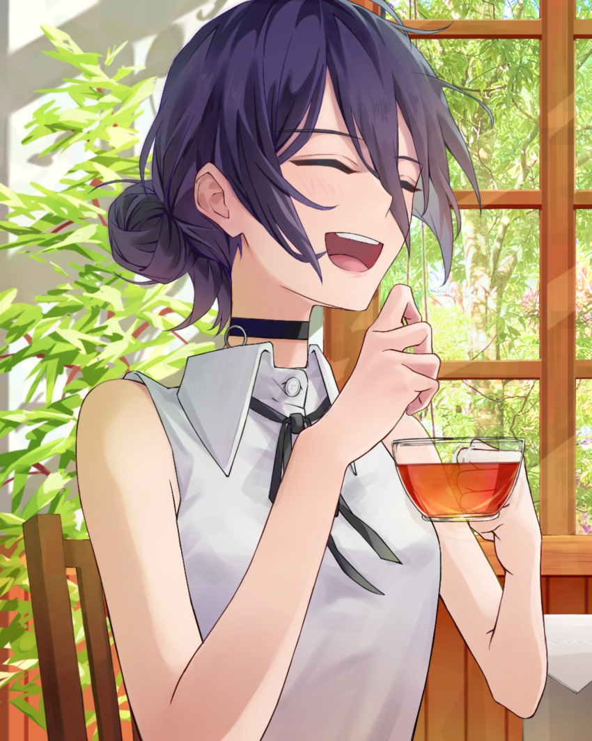 Safebooru - 1girl absurdres acf creator black choker chainsaw man choker closed eyes collared ...