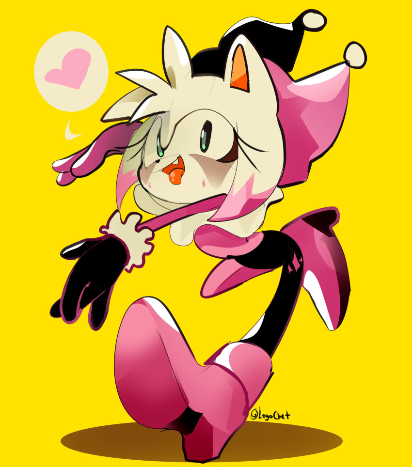 Safebooru - 1girl :d absurdres alternate costume amy rose animal ears black leggings fangs full ...
