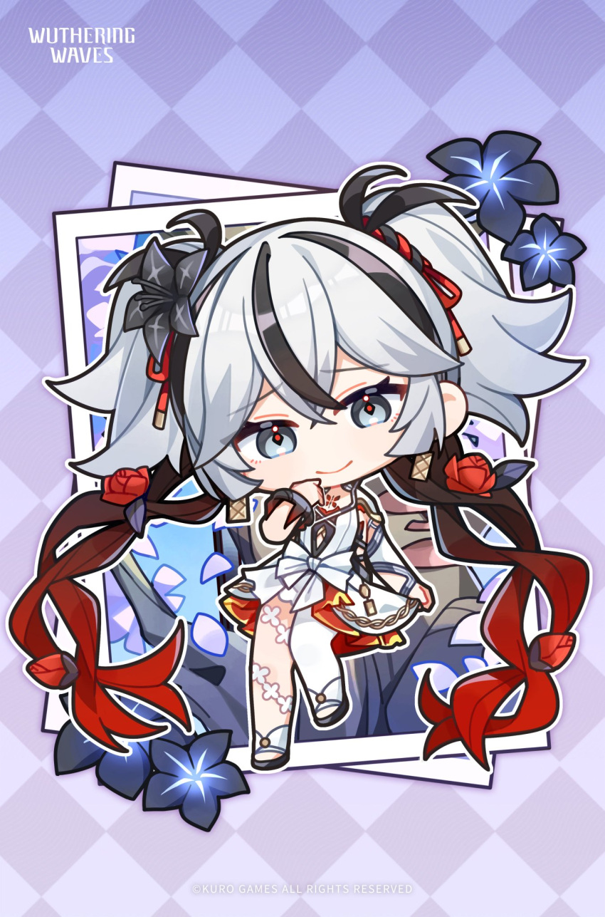 Safebooru - 1girl asymmetrical legwear black flower black hair blake ...