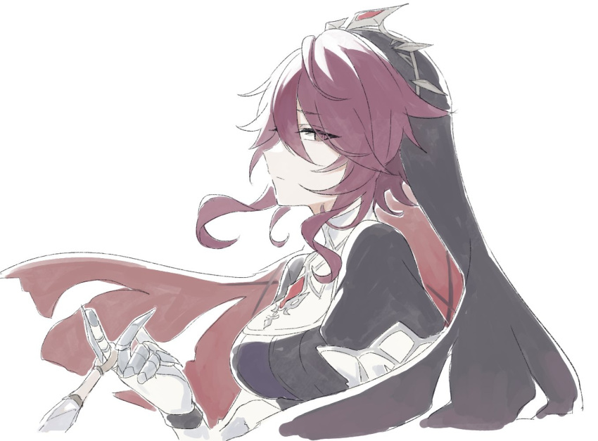 Safebooru - 1girl black dress black hat breasts claw ring closed mouth dress from side genshin ...